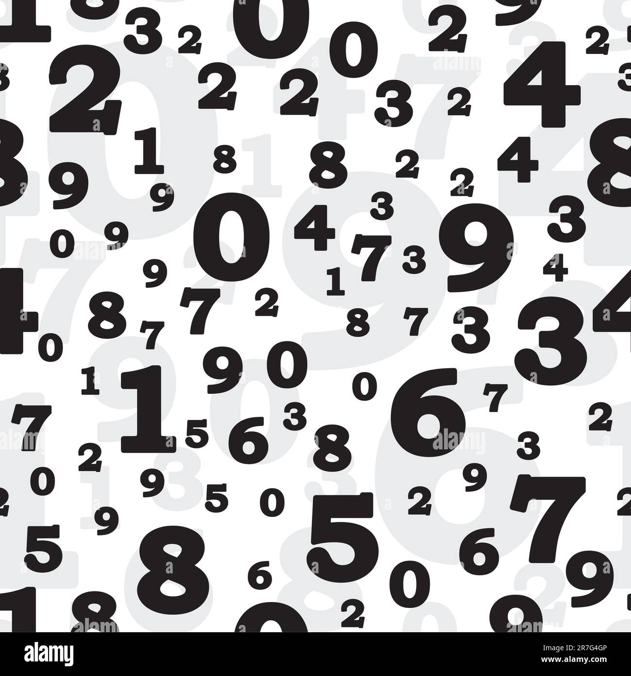 Abstract black-and-white background with symbols of digits. Seamless ...