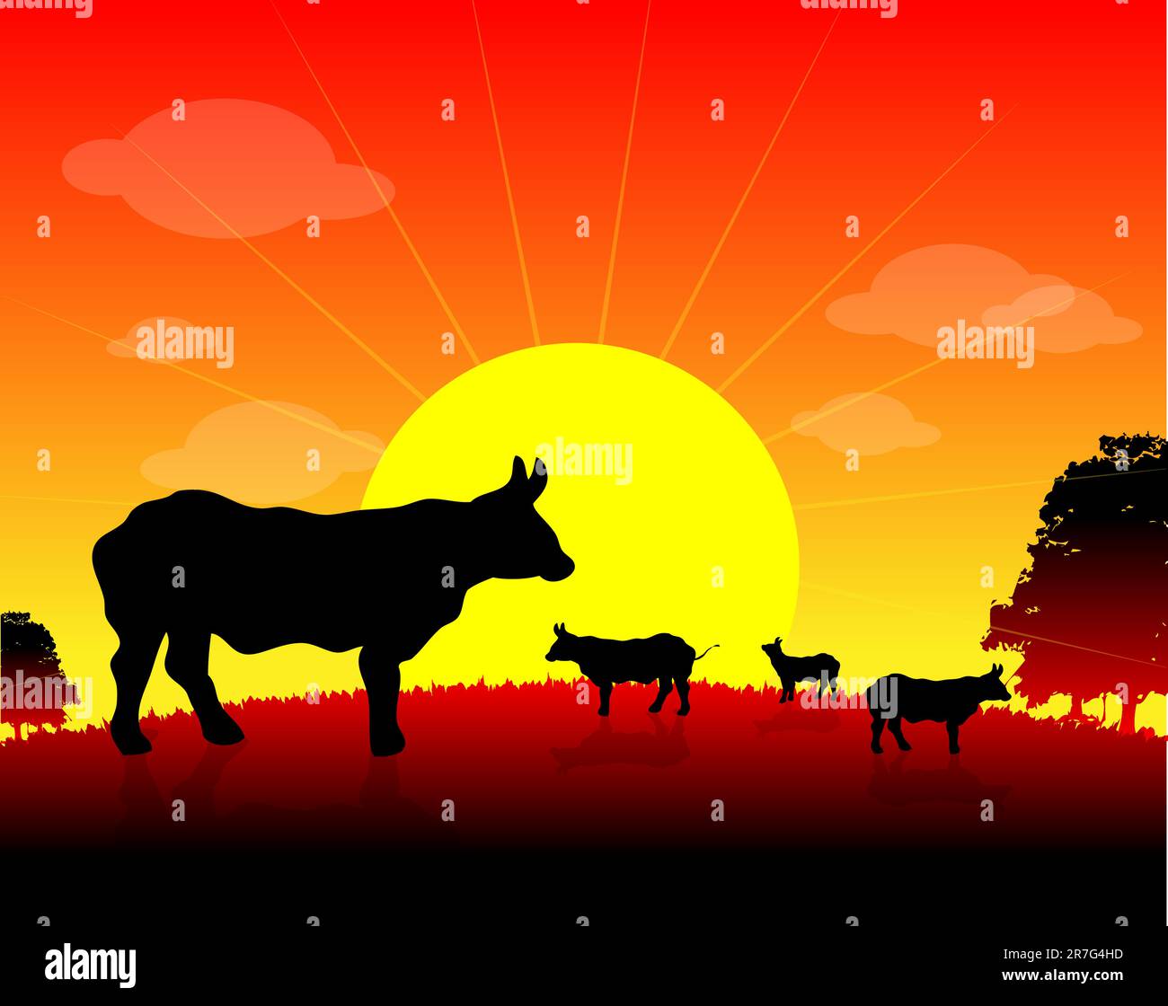 Cow tree Stock Vector Images - Alamy