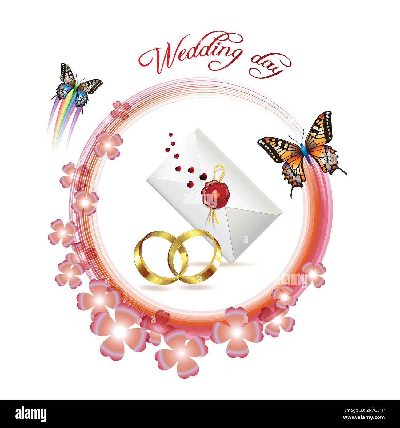 Wedding card with butterflies Stock Vector Image & Art - Alamy