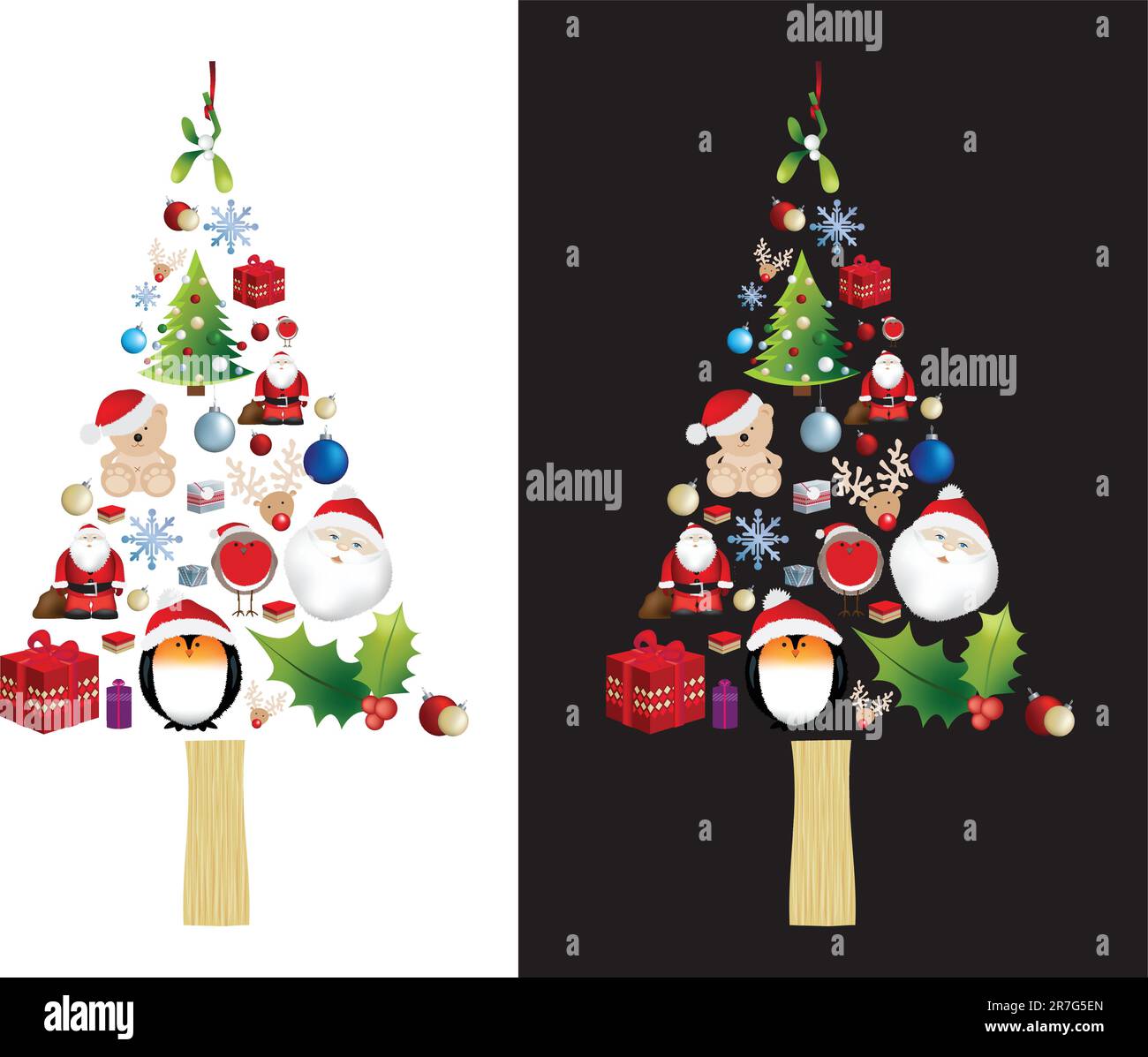 symbol of a christmas tree made up from many different christmas ...