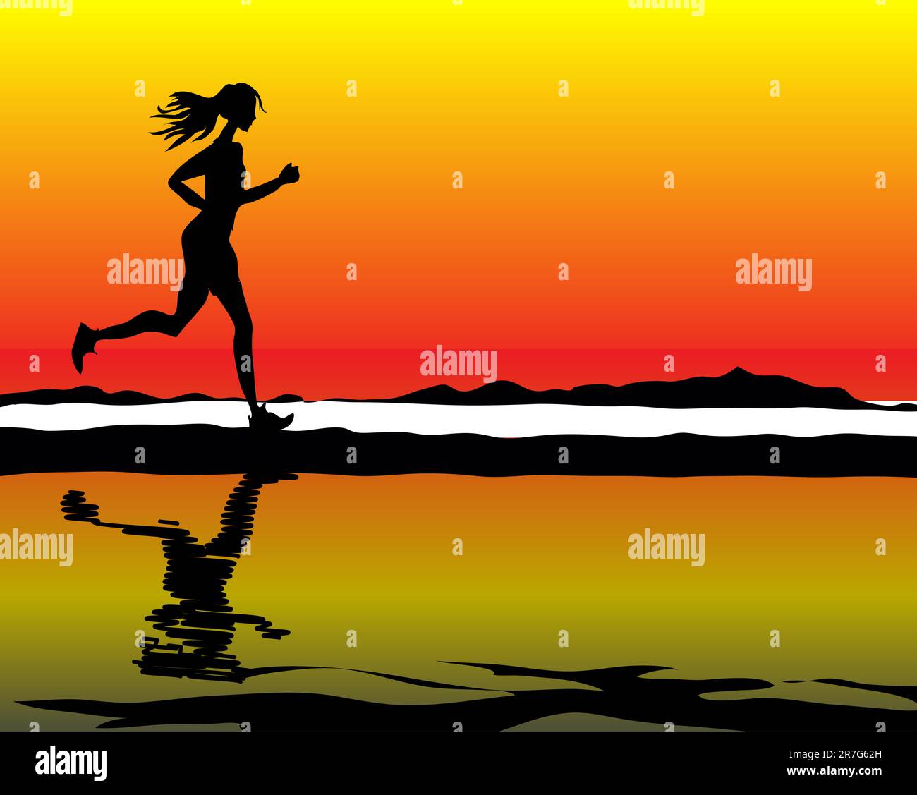 Sport & Fitness running woman health life illustration Stock Vector ...