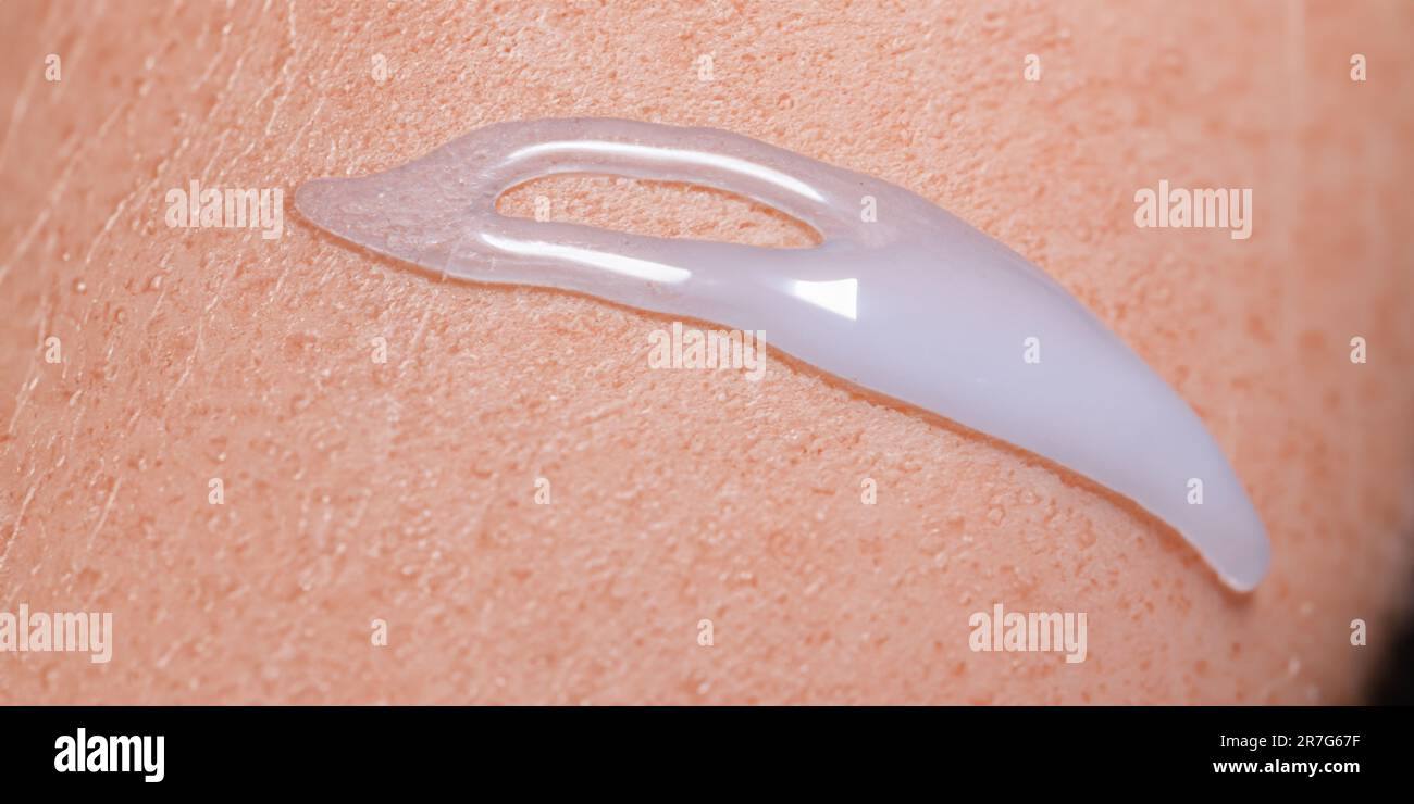 Collagen And Hyaluron Serum Gel On Skin. Splashing of Hyaluron gel ...