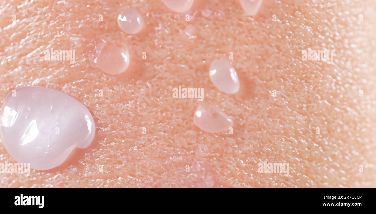 Collagen And Hyaluron Serum Gel On Skin. Splashing of Hyaluron gel ...