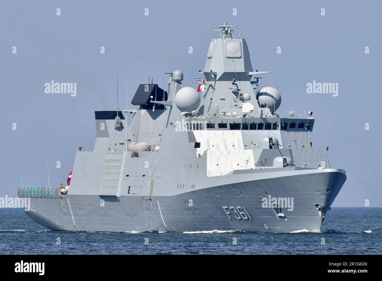 Danish frigate HDMS IVER HUITFELDT (F 361) inbound for Kiel Naval Base ...