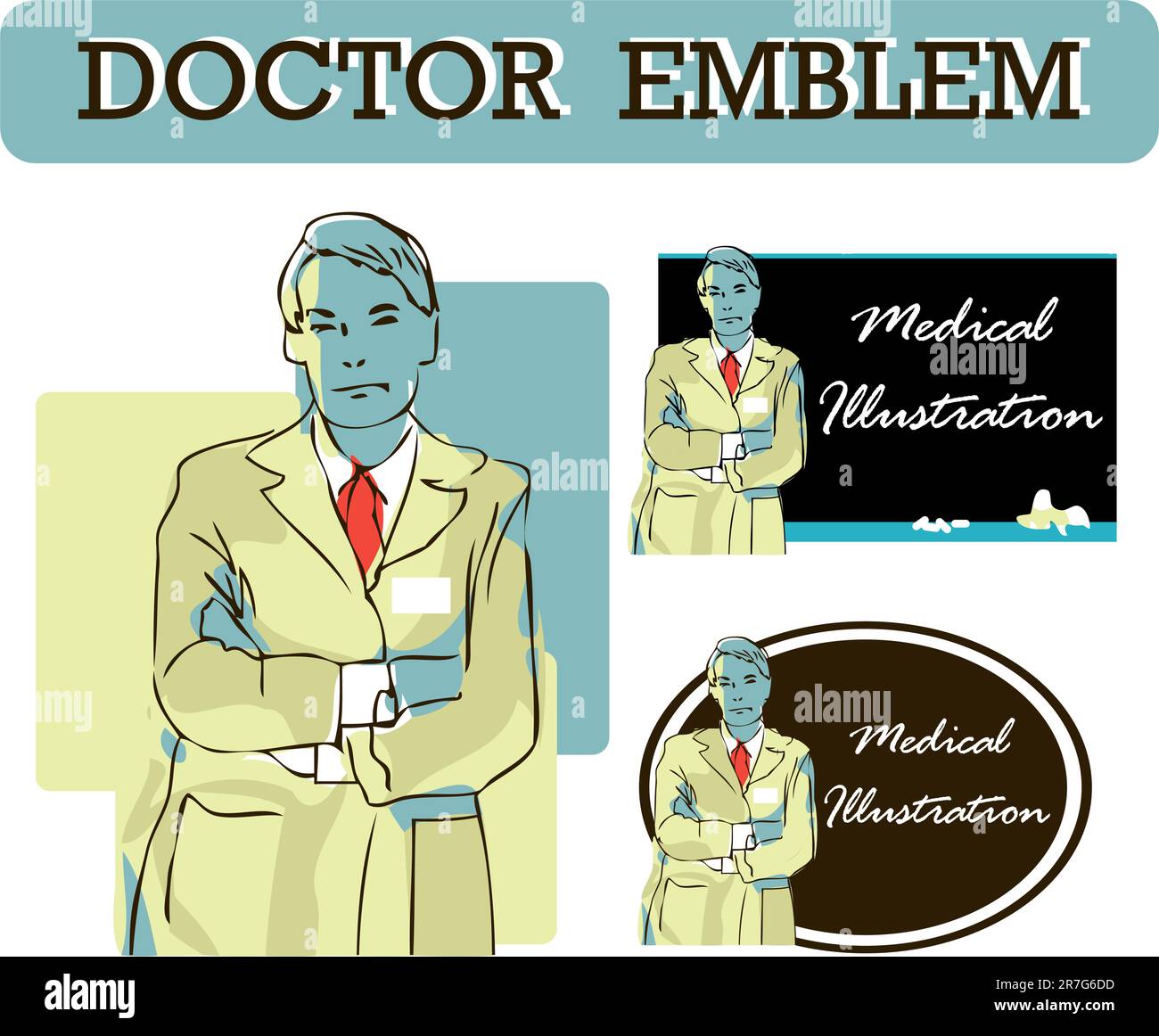 Closeup Portrait of a male doctor with abstract and school desk ...