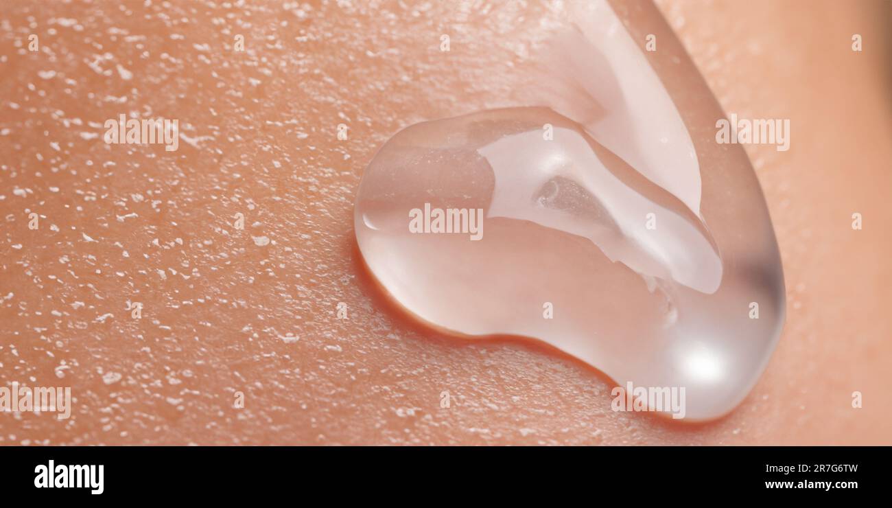 Collagen And Hyaluron Serum Gel On Skin. Splashing of Hyaluron gel ...