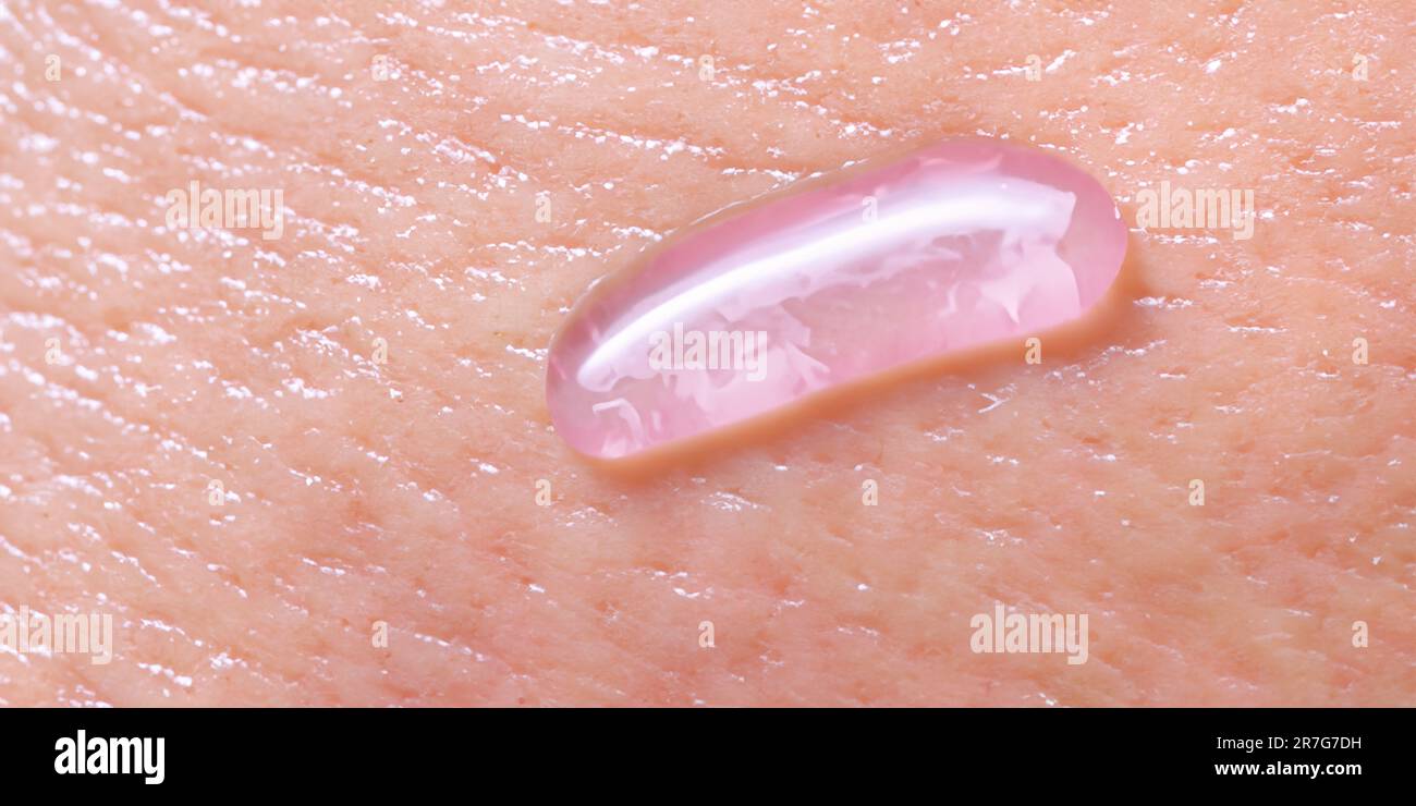 Collagen And Hyaluron Serum Gel On Skin. Splashing of Hyaluron gel ...