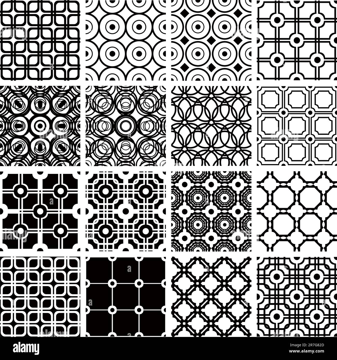 Set Of Monochrome Geometric Seamless Patterns Vector Backgrounds Collection Stock Vector Image