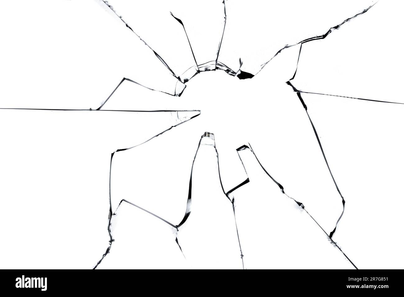 Texture of cracked broken glass isolated on white background. Broken ...