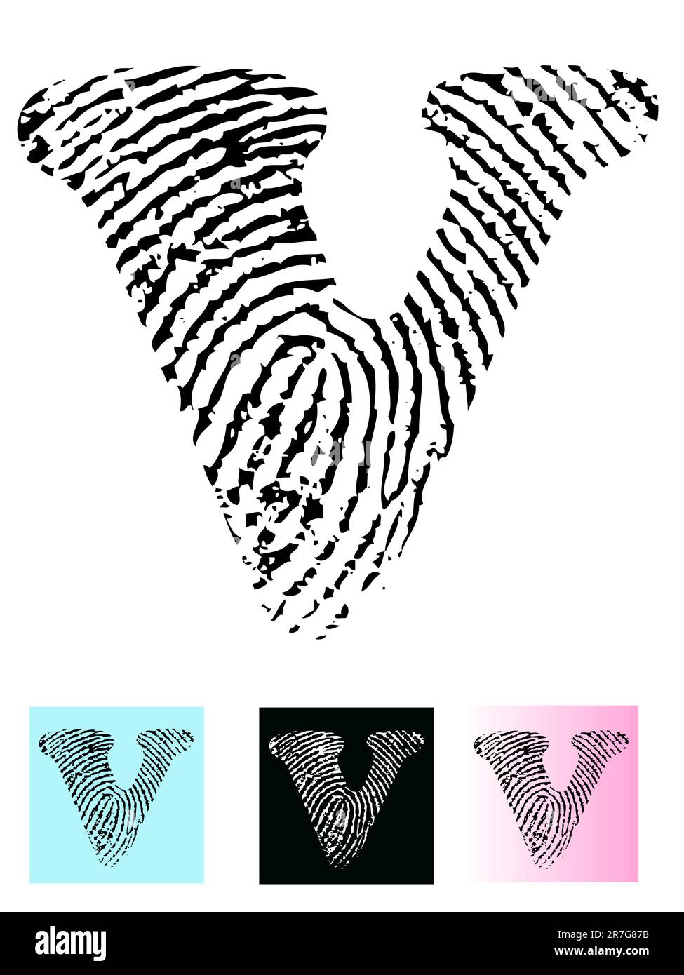 Fingerprint Alphabet Letter V (Highly detailed Letter - transparent so ...