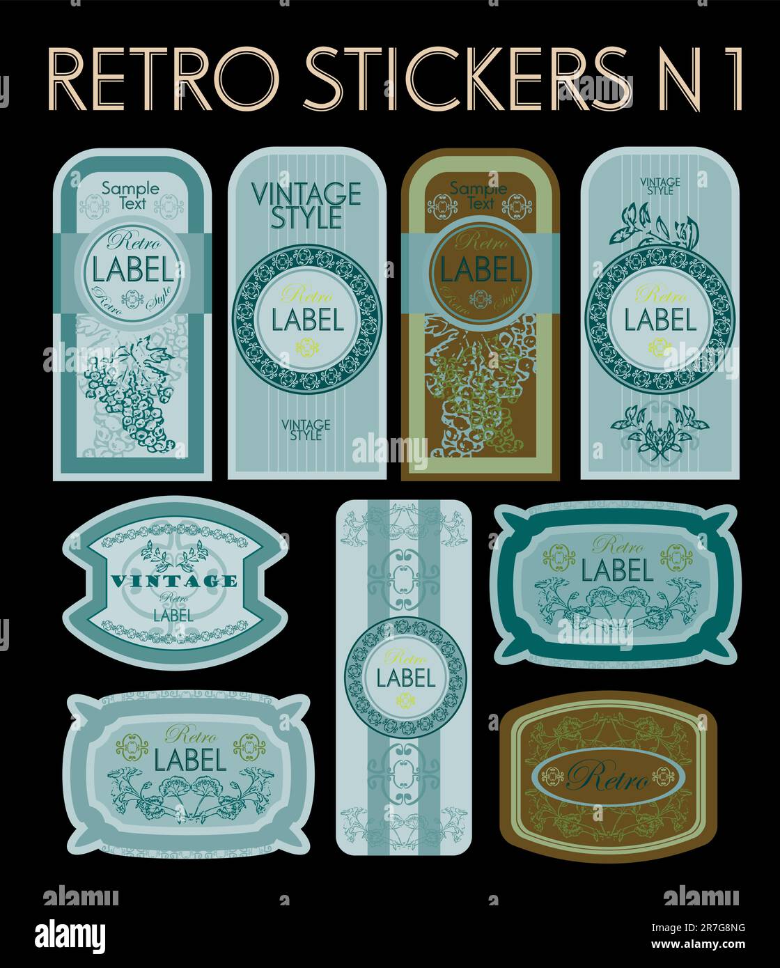 Vector set vintage labels hi-res stock photography and images - Alamy