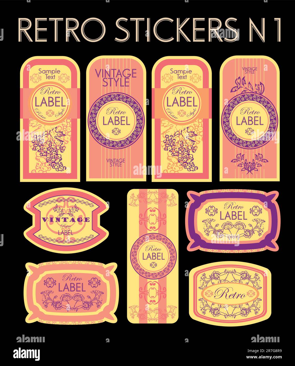 Set of vintage ornate labels hi-res stock photography and images - Alamy