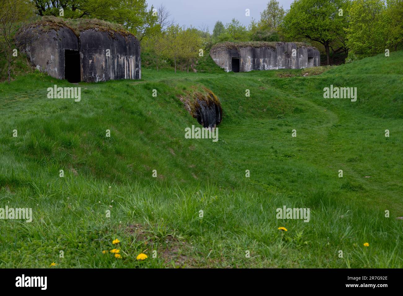 Brest, Belarus - April 30, 2023: Pillboxes of a complex of ...