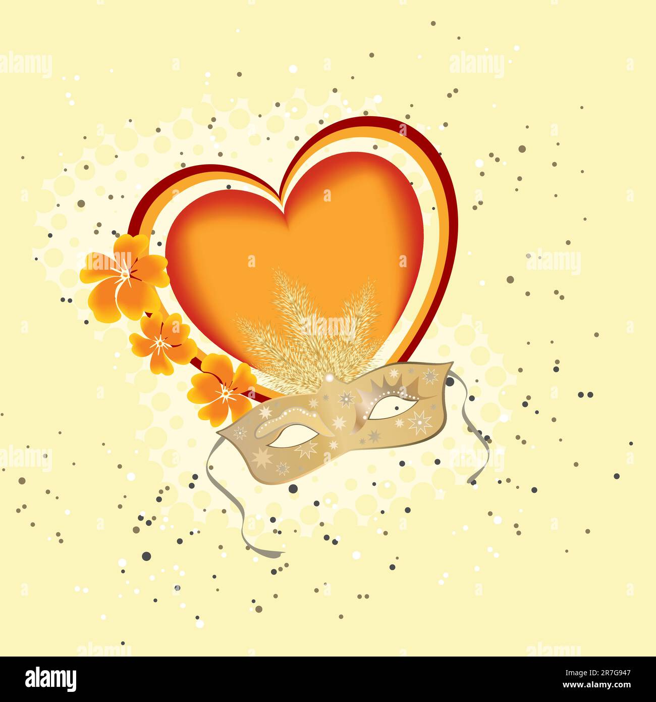 vector eps 10 illustration of venetian mask on a floral heart Stock ...