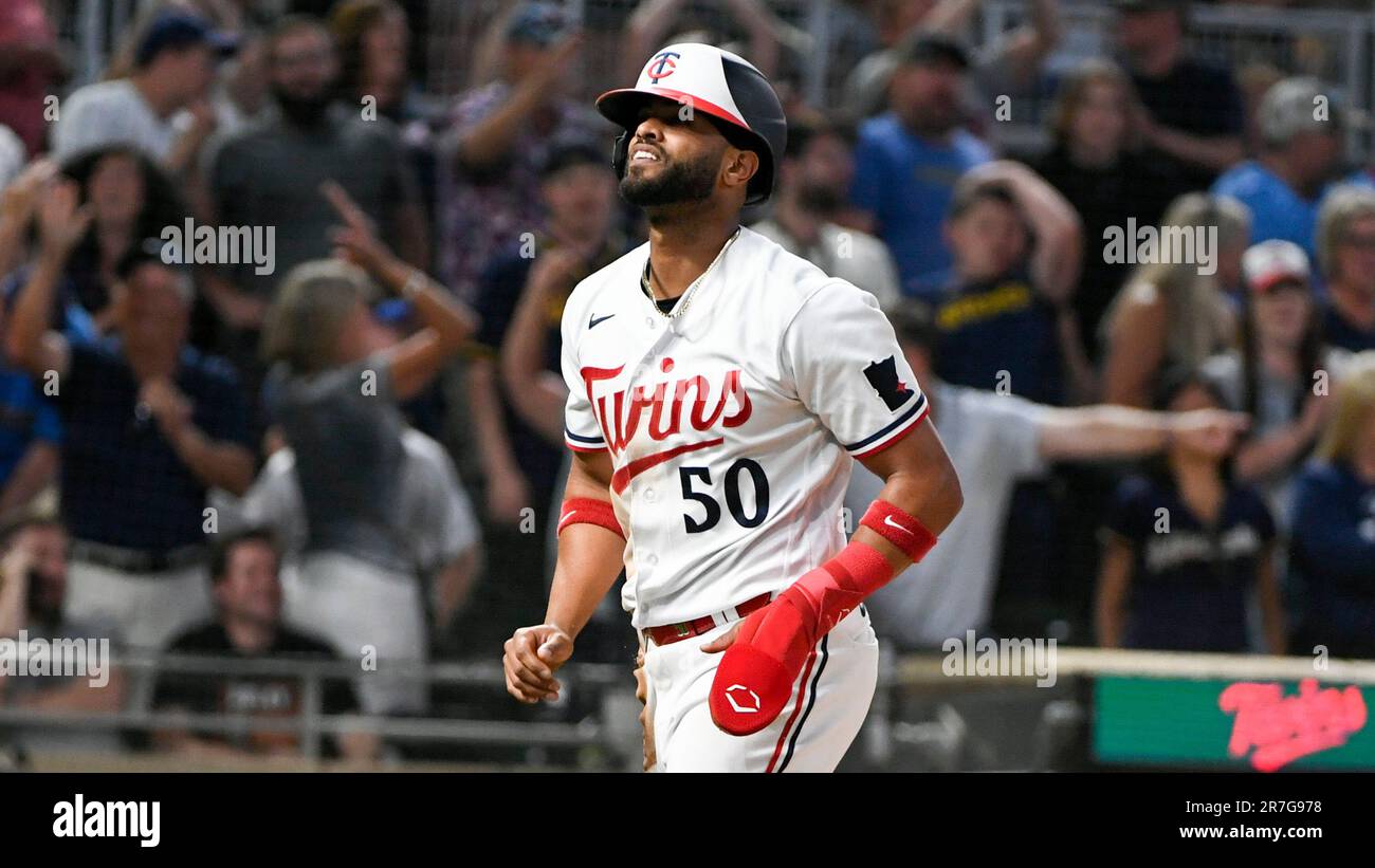 Minnesota Twins' Willi Castro celebrates after scoring against the ...