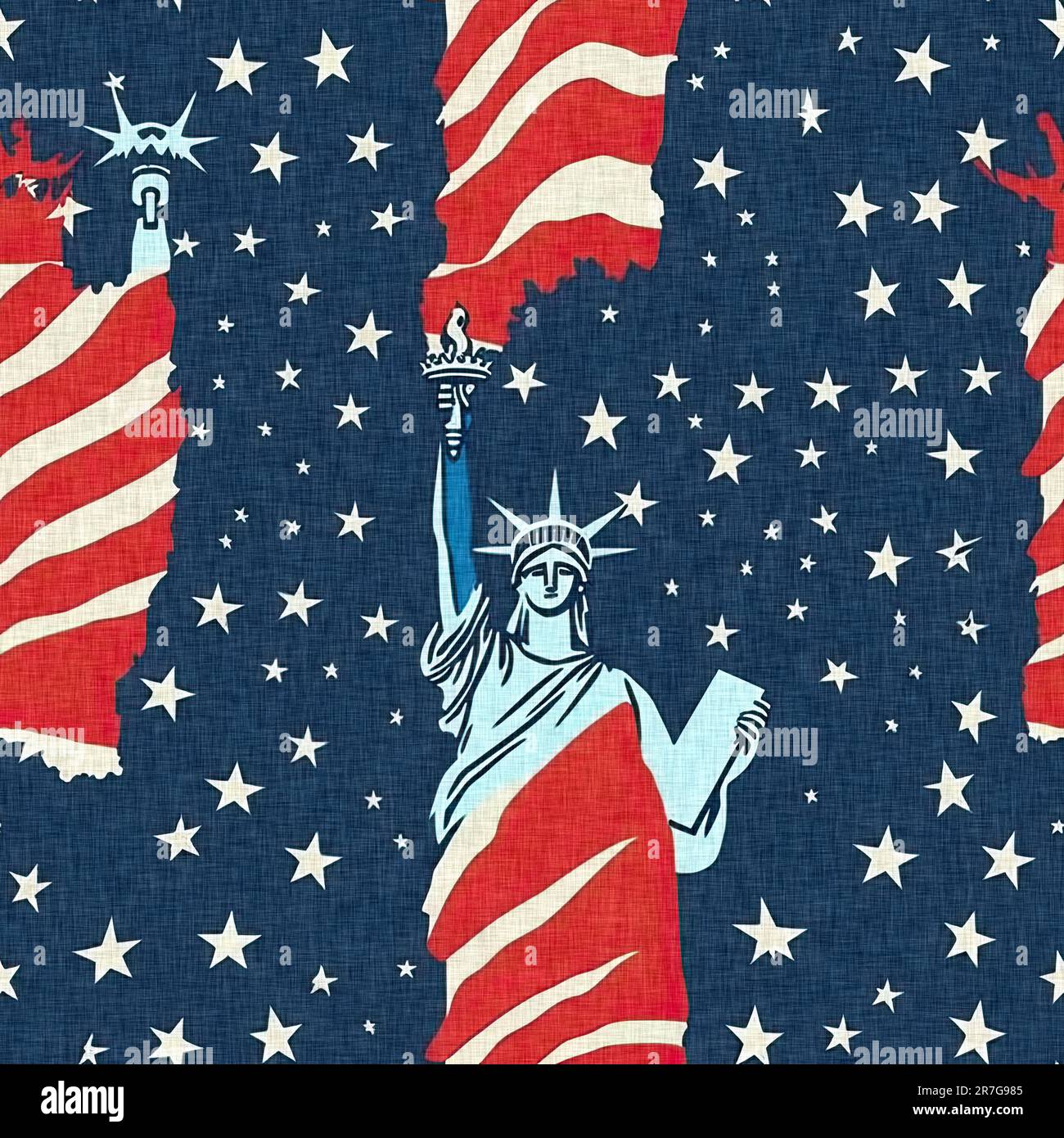 Seamless 4th of July statue of liberty pattern in traditional red ...