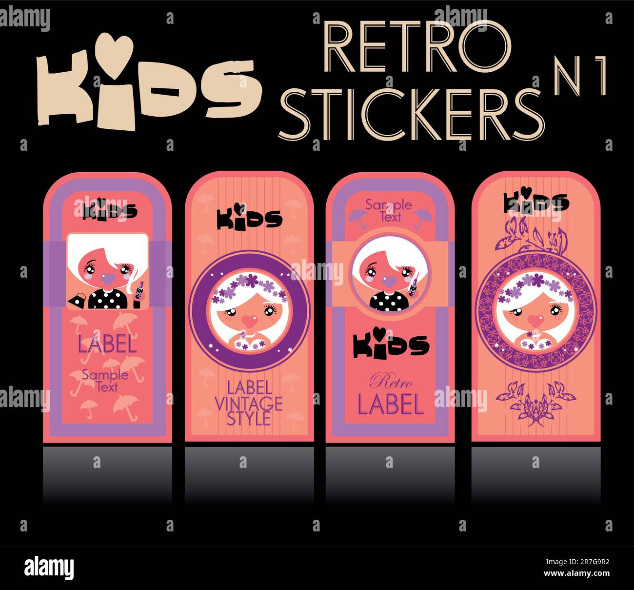 Kids vector set: vintage labels Stock Vector Image & Art - Alamy