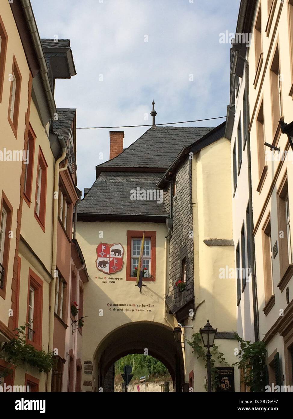 Village of Bernkastel-Kues, located along the Mosel River in Germany ...