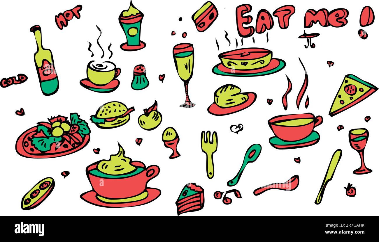 Food Icon Set Doodle sketch Eat me! Stock Vector Image & Art - Alamy
