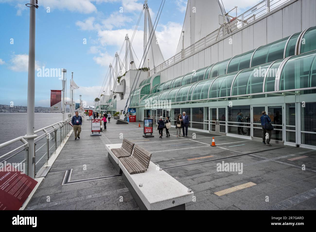 Walkway alongside the iconic Canada Place, Port of Vancouver, in ...