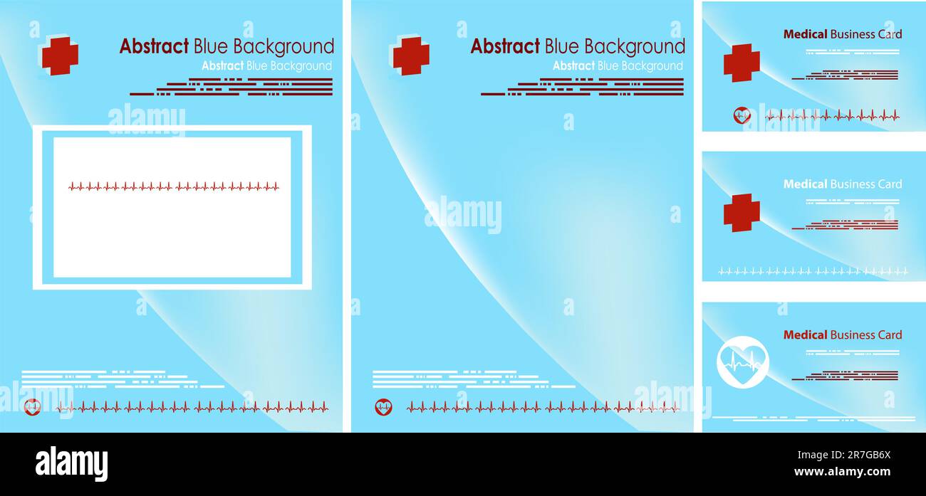 Blue Medical backgrounds, cover and Business card set. Blue exam ...