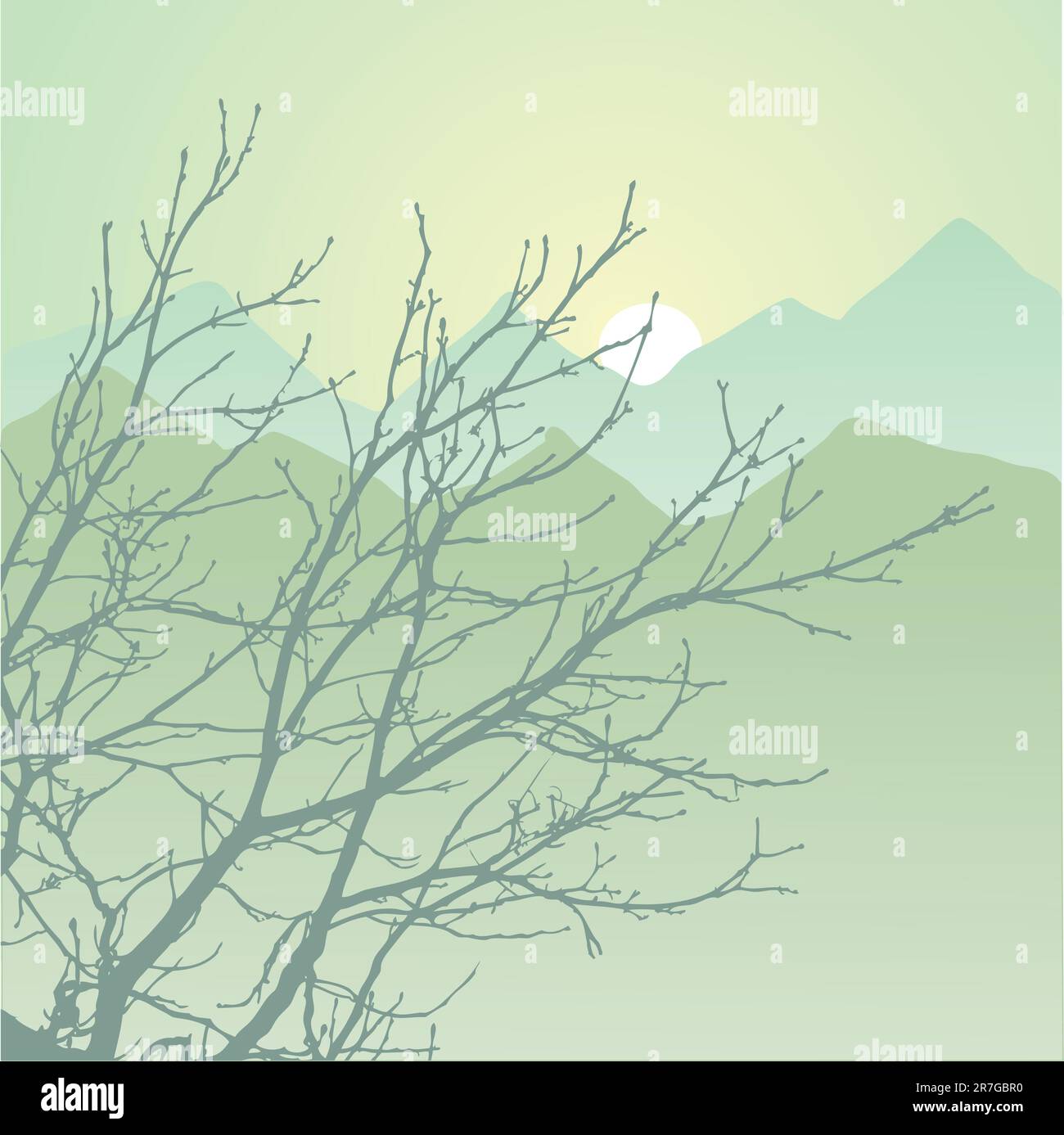 Beautiful view mountains sunset Stock Vector Images - Alamy