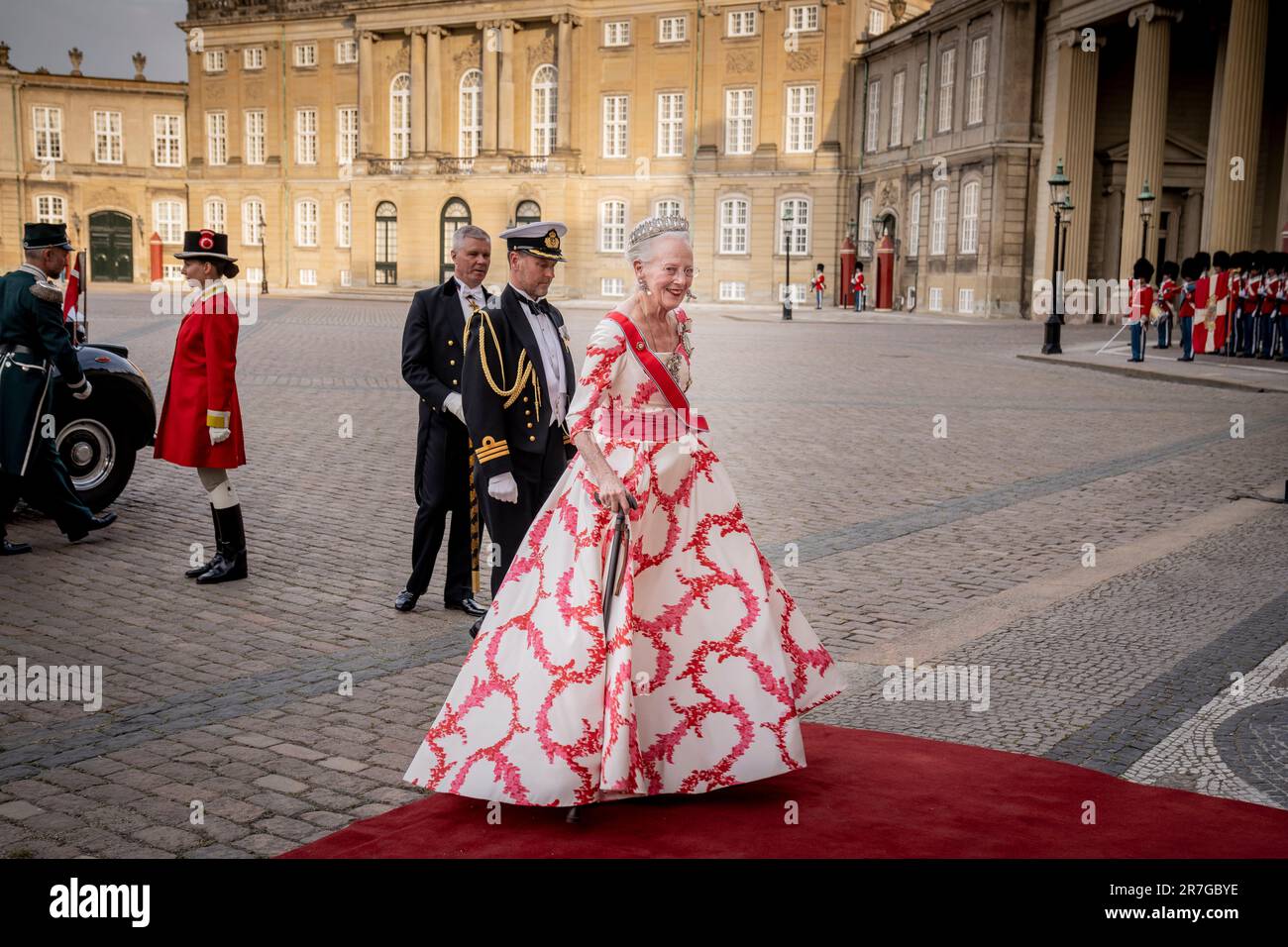 Denmark's Queen Margrethe arrives for the dinner at Amalienborg Castle ...