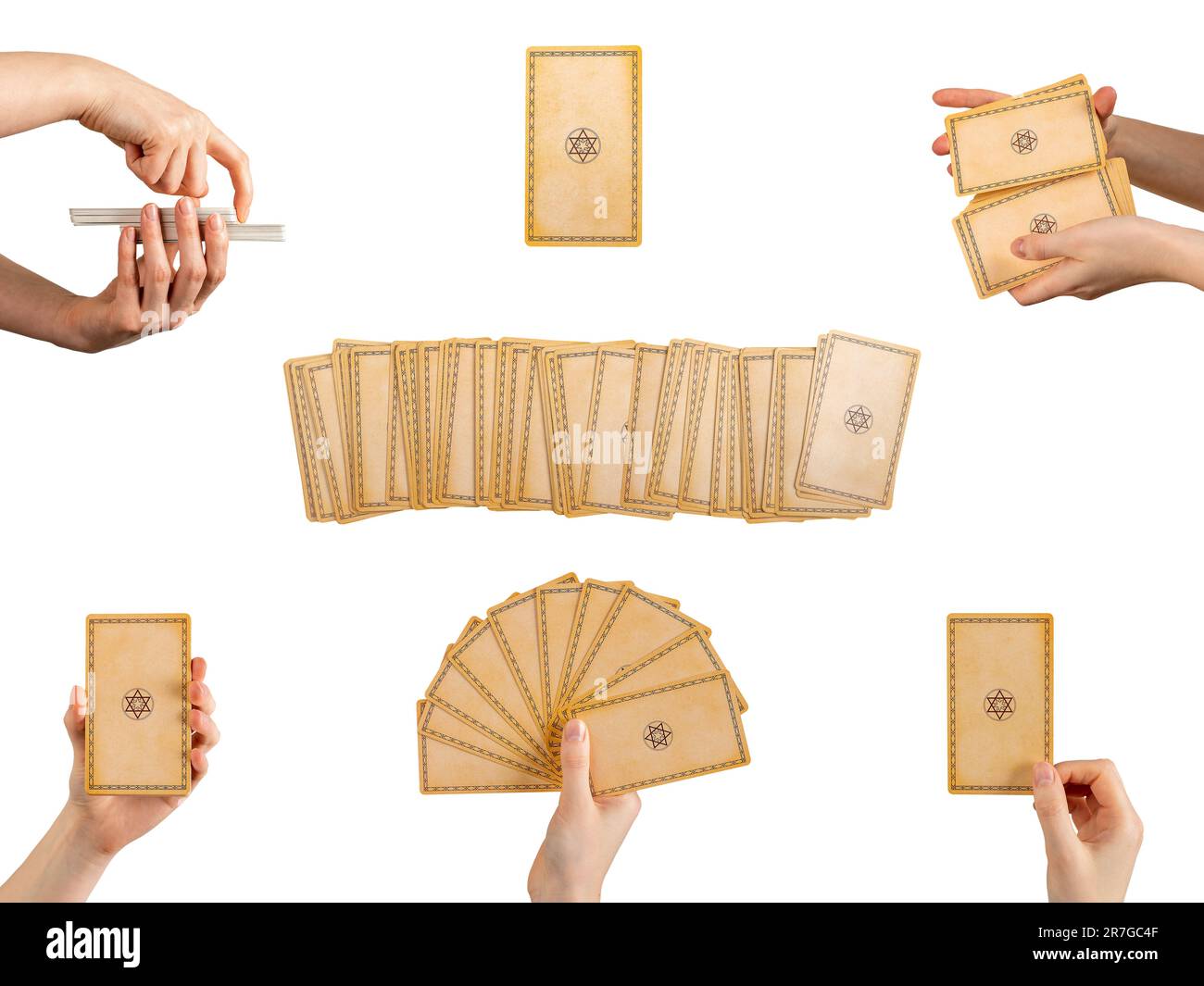 Lodz Poland June 11 2023 Tarot cards back view, backside set isolated ...