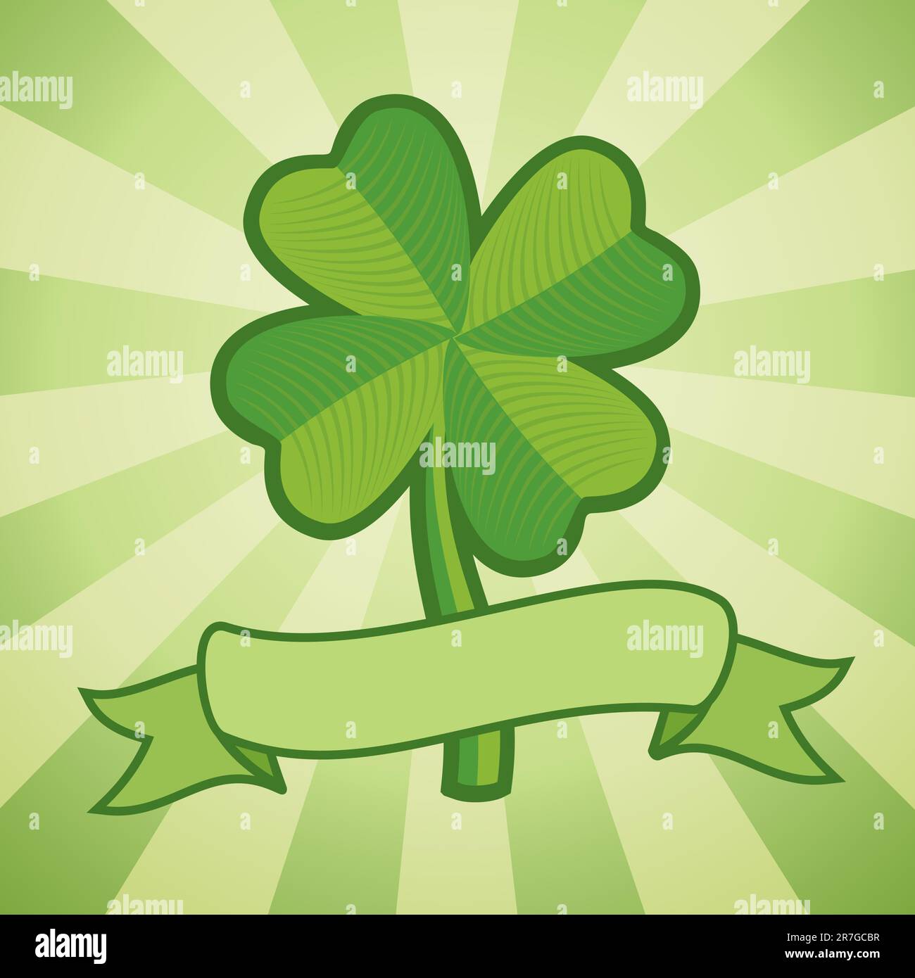 Vector illustration of clover with four leaves and ribbon Stock Vector ...