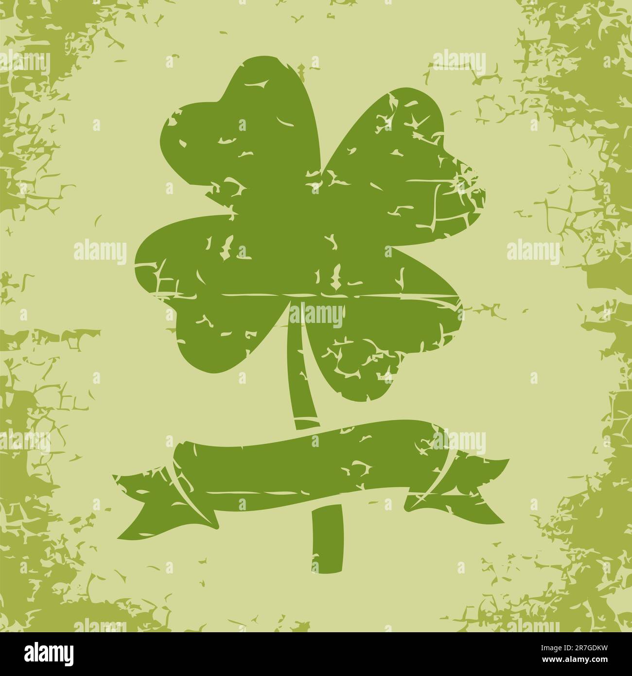 Illustration of clover with four leaves in grunge style Stock Vector ...