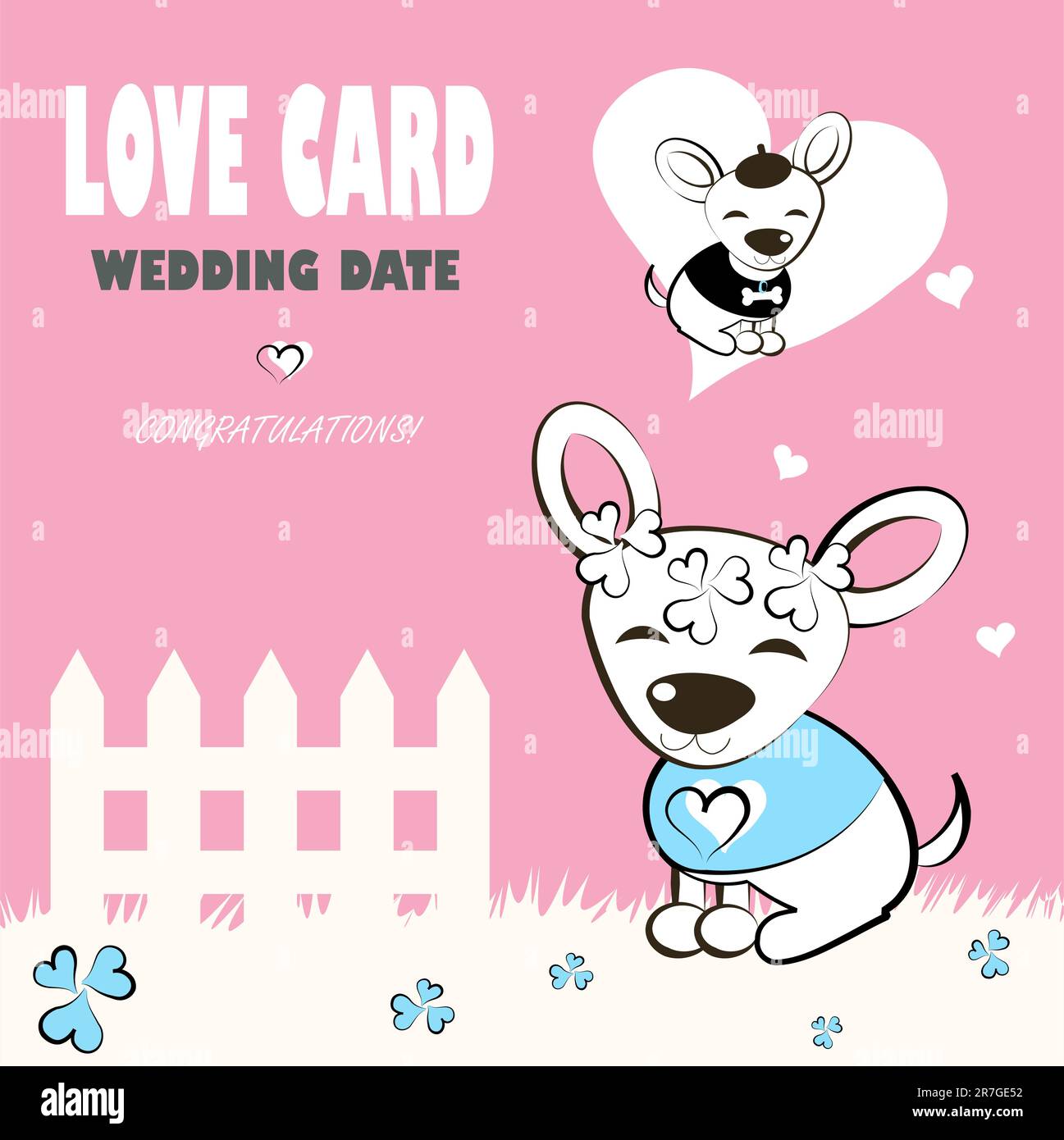 Pet in Wedding card, love, congratulations logo. Vector dog icons with ...