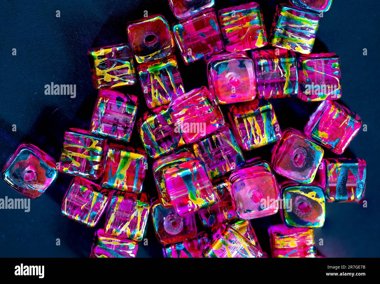 Macro photography of multicoloured square bead Stock Photo - Alamy