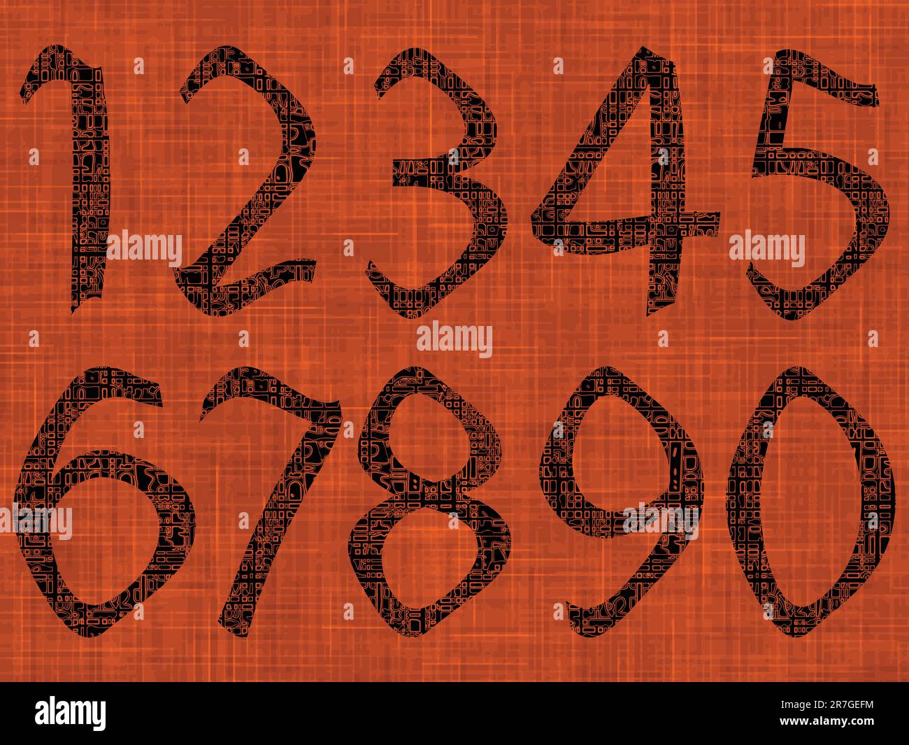abstract numbers over orange texture, vector art illustration Stock ...