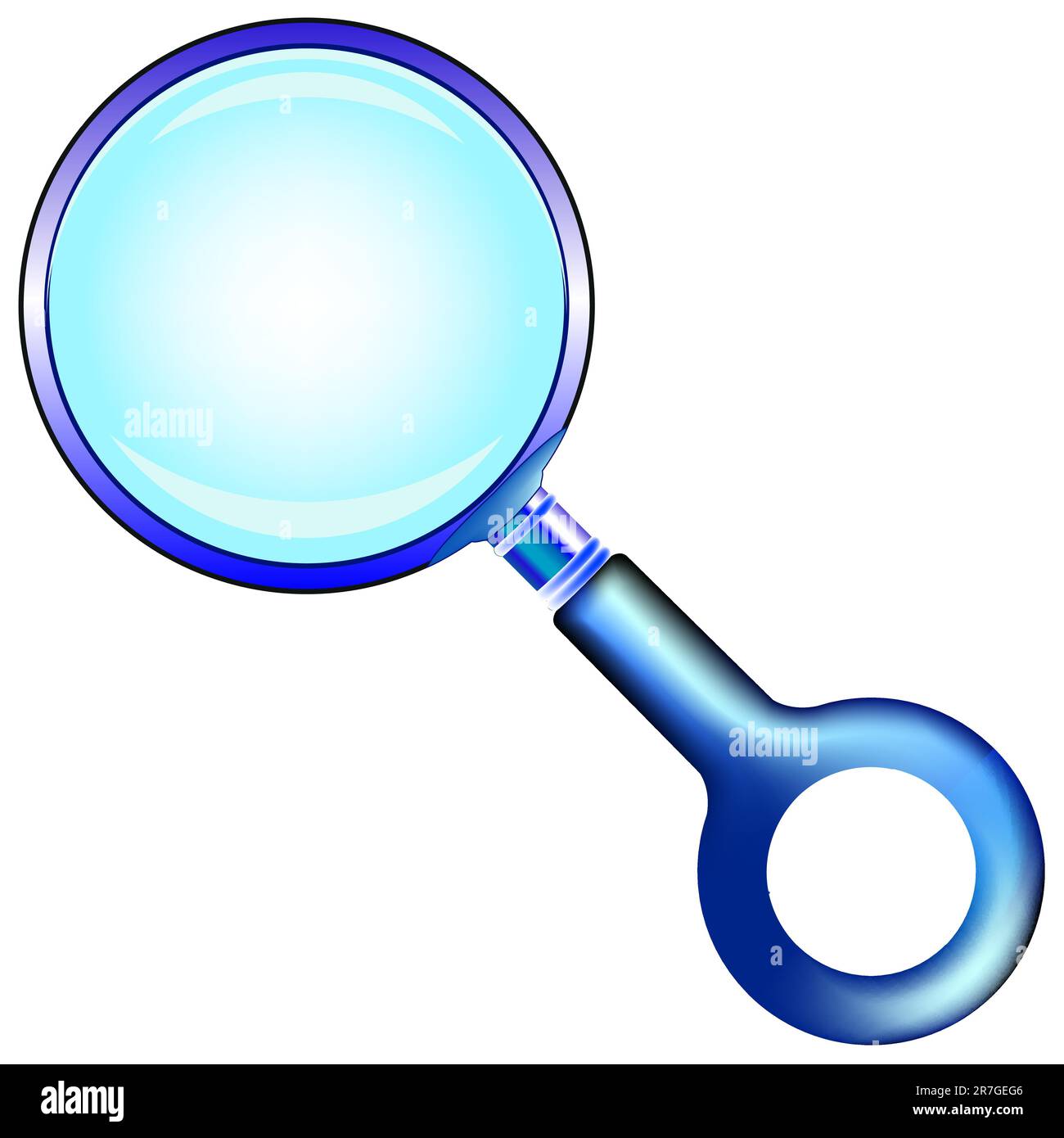 blue magnifying glass against white background; abstract vector art ...
