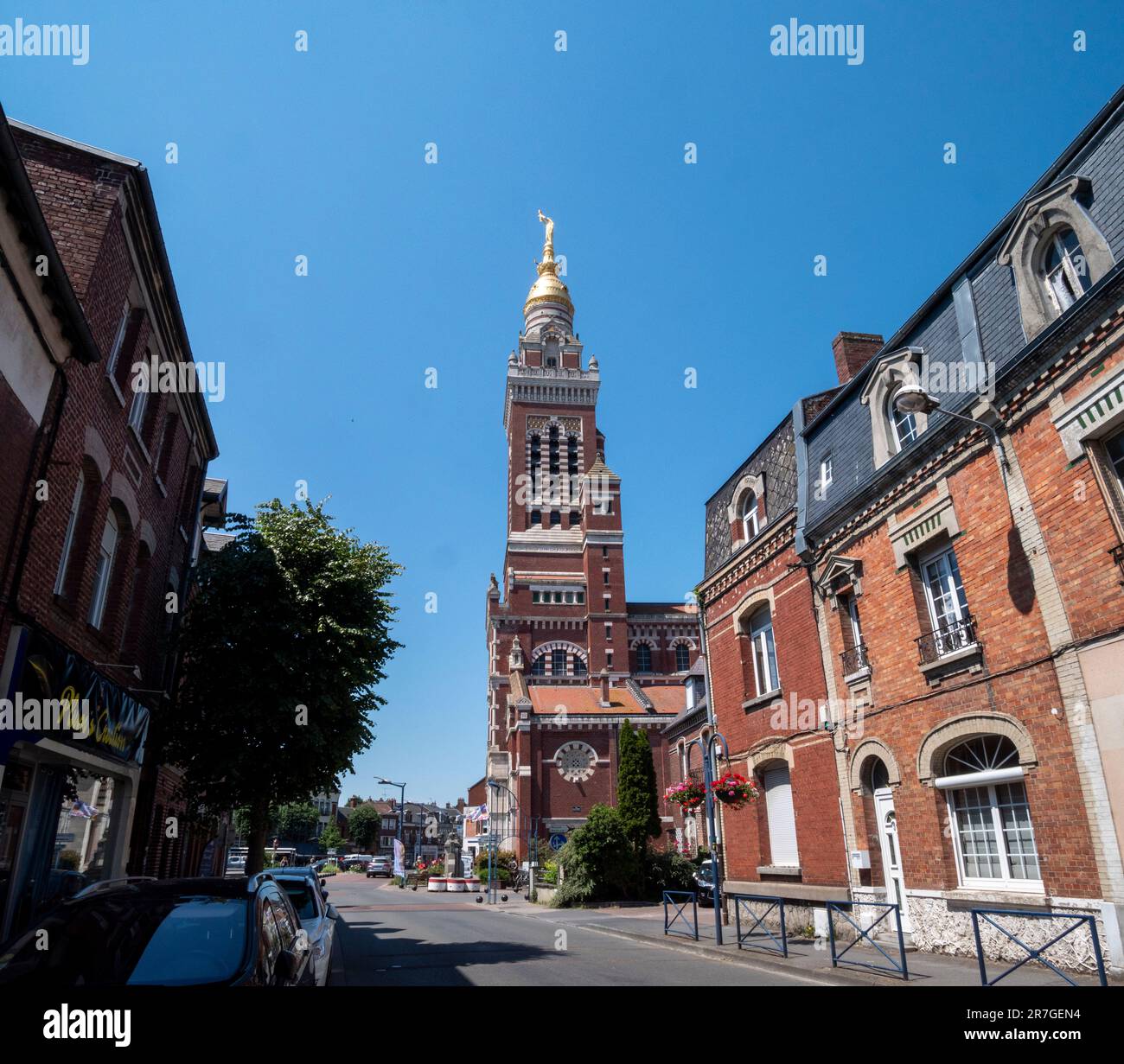 This is the church of the Basilica of Notre Daue de Brebieres in Albert ...