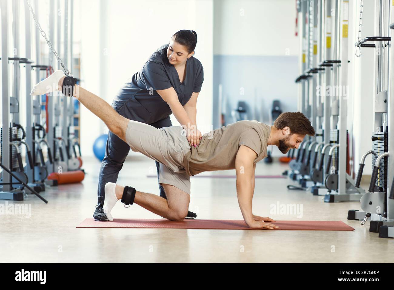 Rehabilitation therapy, therapeutic exercises, back strengthening, physical therapy ...