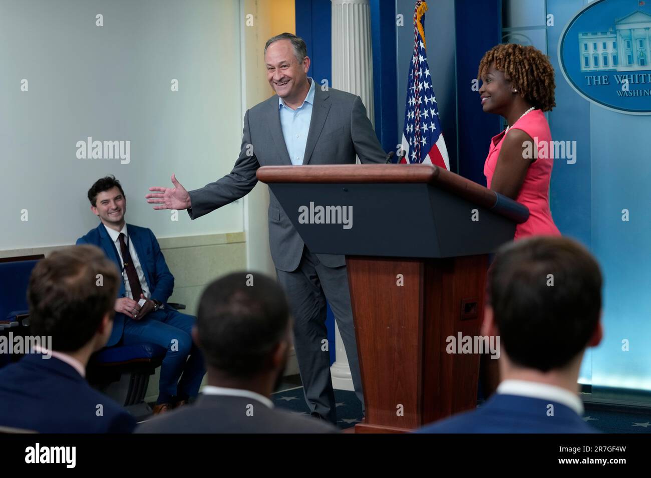 Second gentleman Doug Emhoff and White House press secretary Karine ...