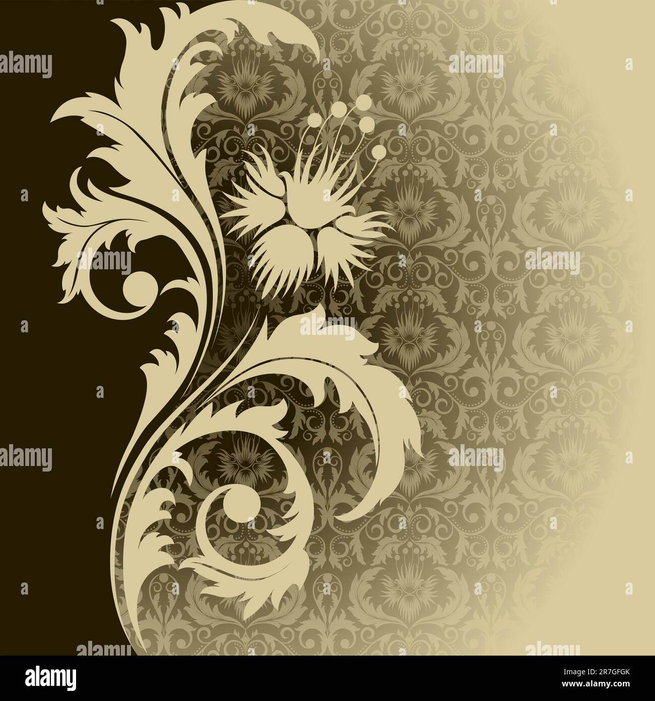 Beige retro background with flowers and leaves Stock Vector Image & Art ...