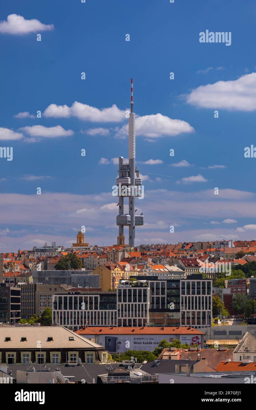PRAGUE, CZECH REPUBLIC, EUROPE - Zizkov Television Tower, a 216m ...