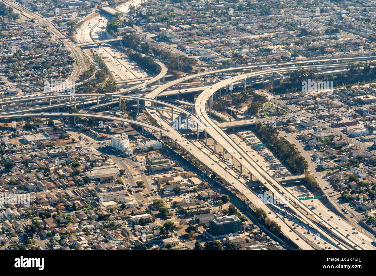 Harbor Gateway North, Southern California, USA Daytime Aerial view of ...