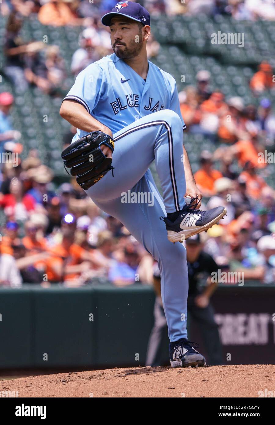 Baltimore, USA. 15th June, 2023. BALTIMORE, MD - JUNE 15: Toronto Blue Jays starting pitcher ...