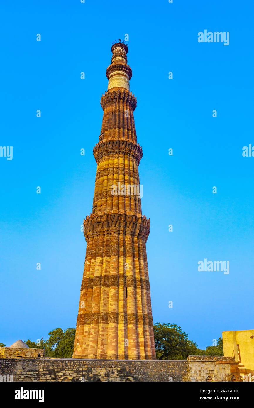 Qutb Minar, Delhi, the worlds tallest brick built minaret at 72m, built ...