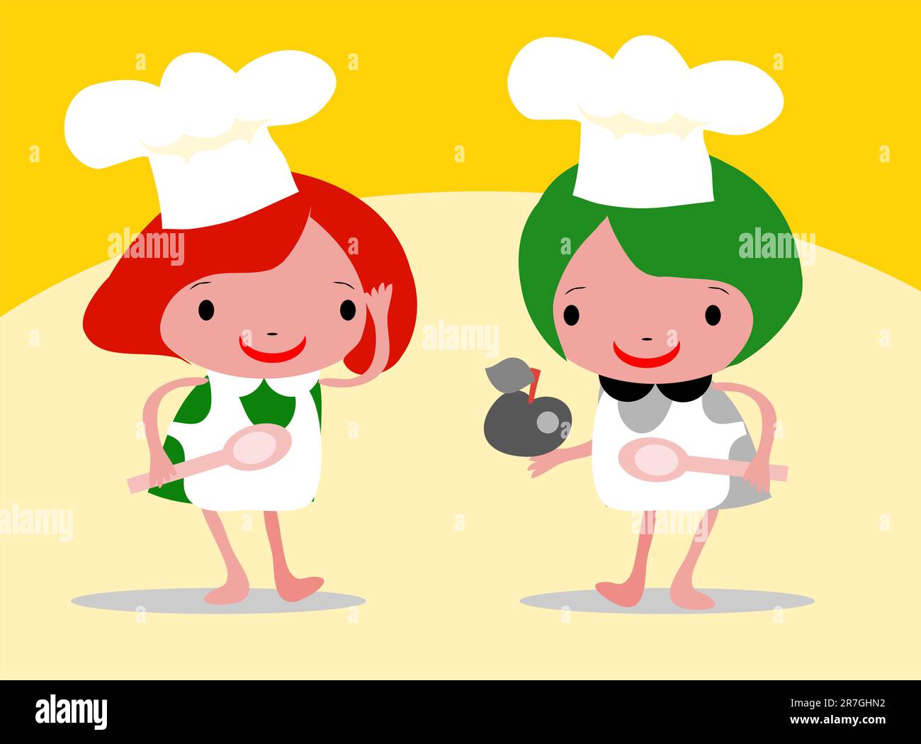 Girl in apron holding Stock Vector Images - Alamy