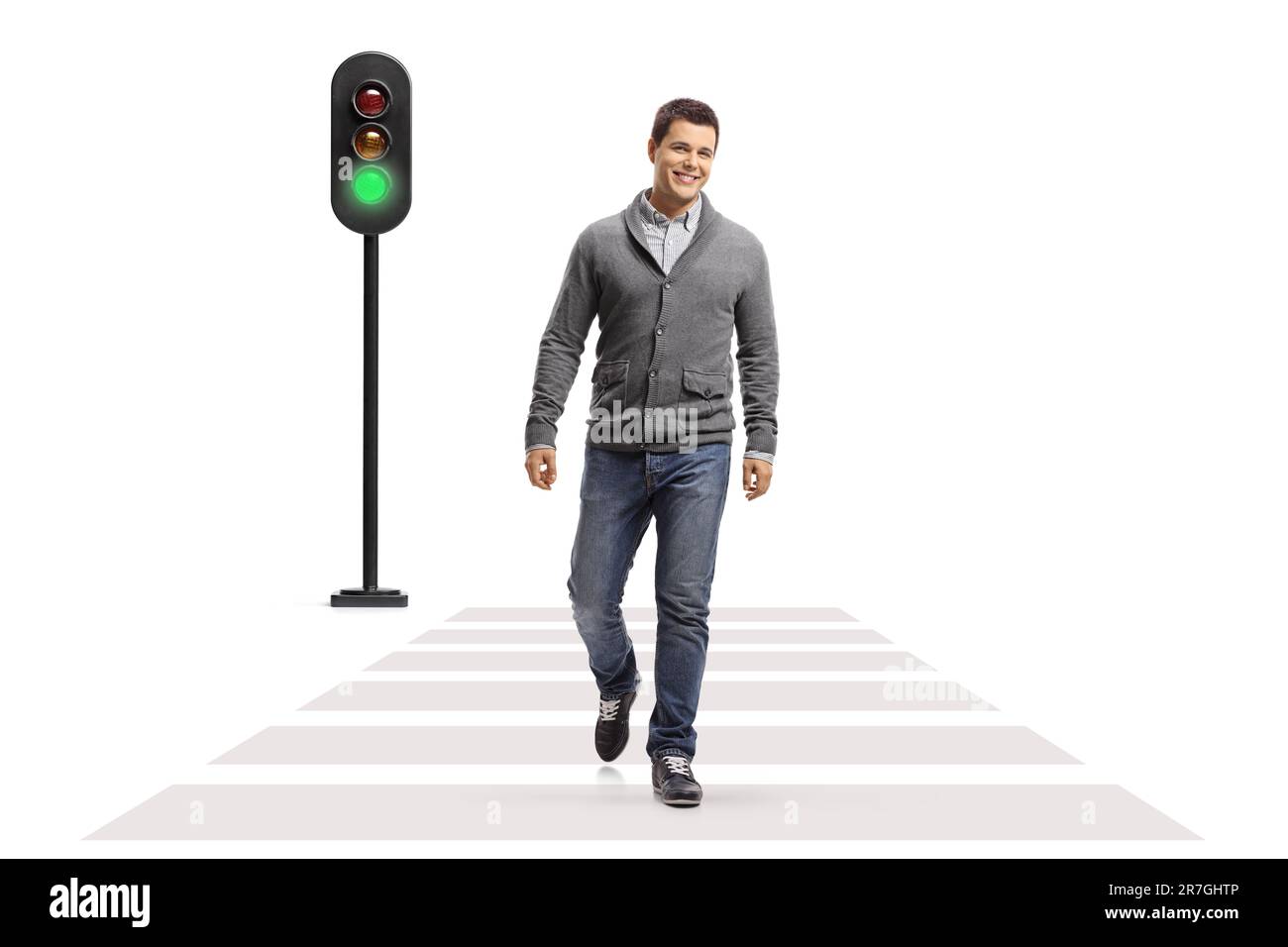Green man traffic light pedestrian Cut Out Stock Images & Pictures - Alamy