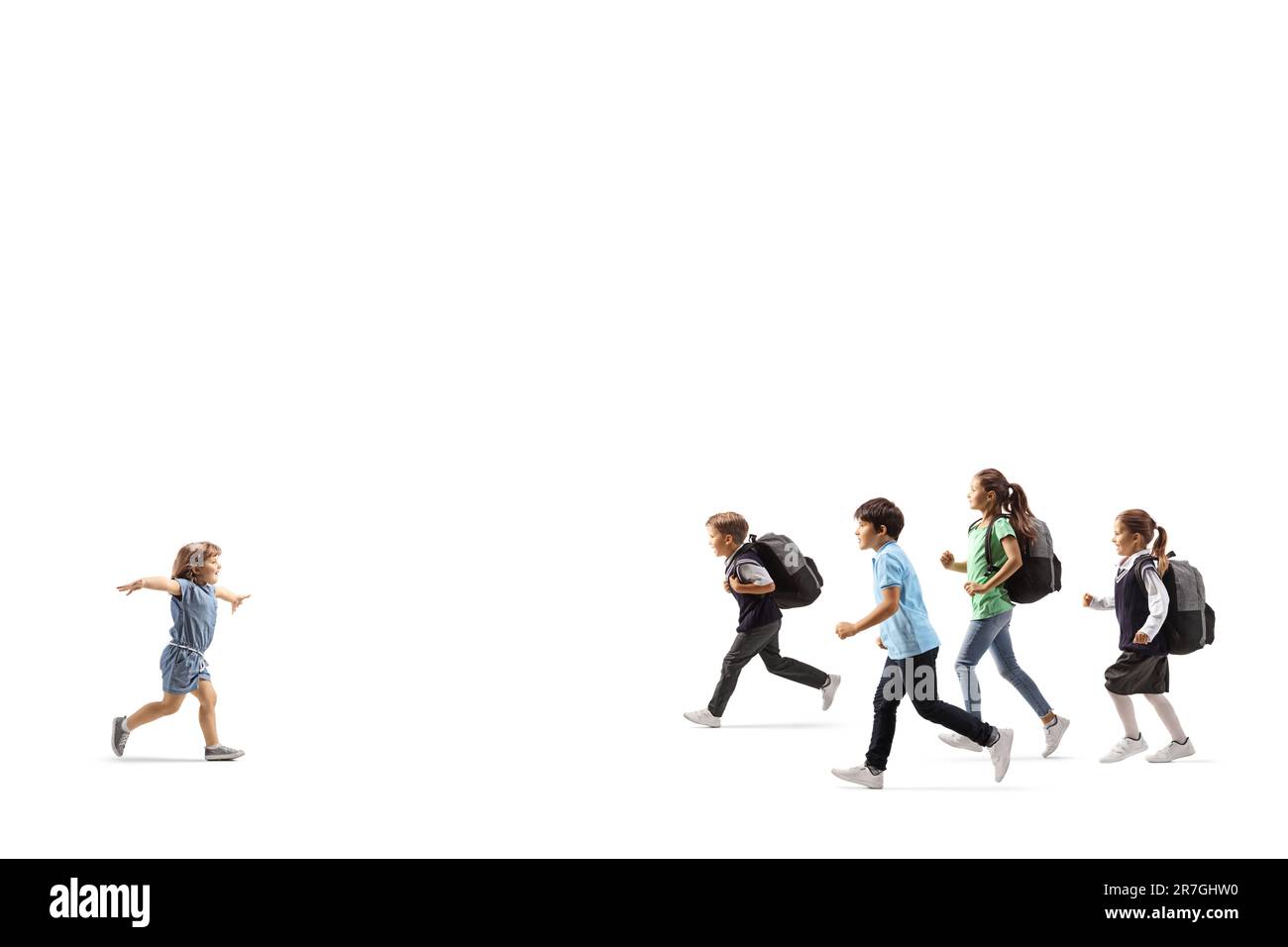 Group Running Away From Camera