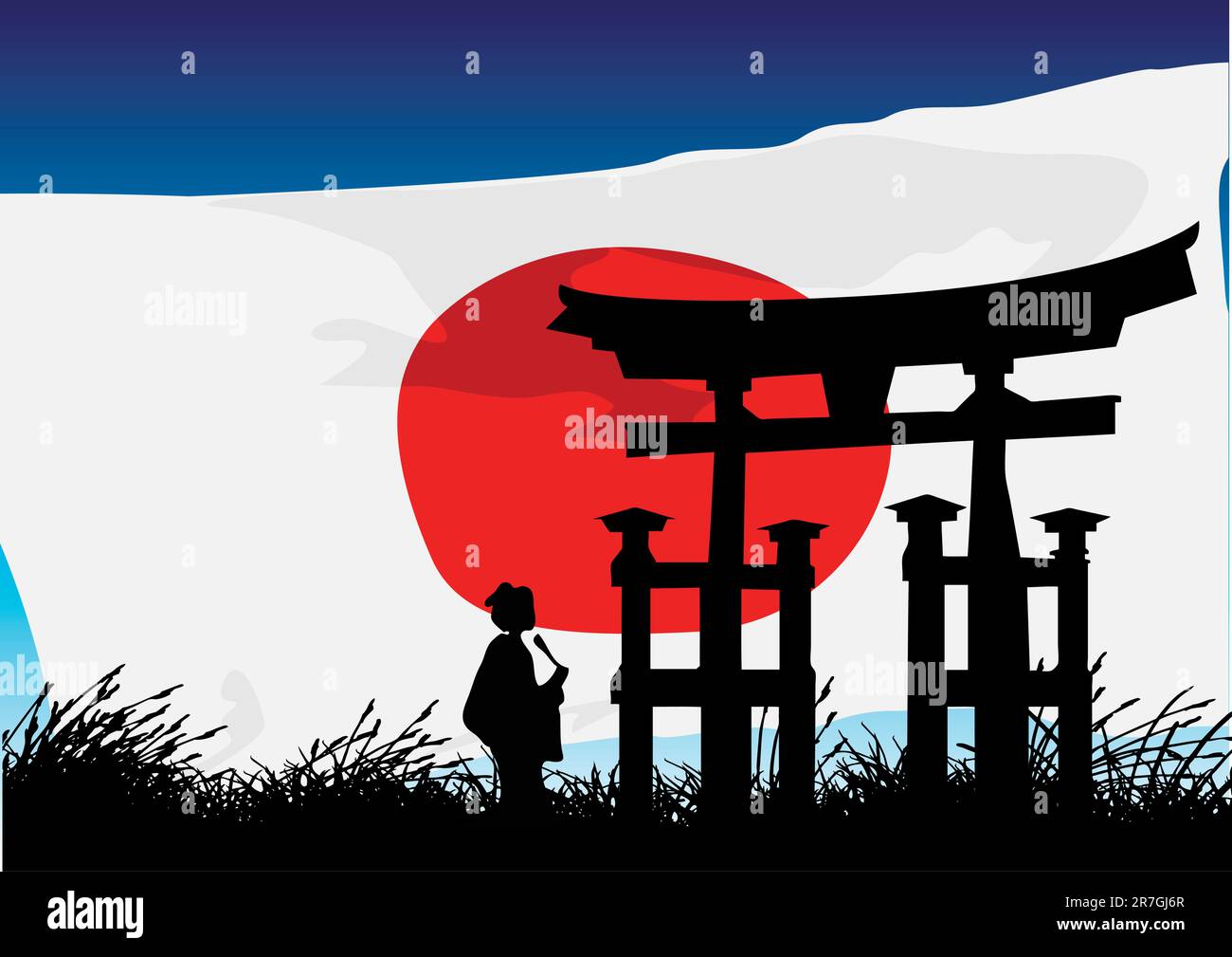 vector illustration of a japanese architectural heritage Stock Vector ...