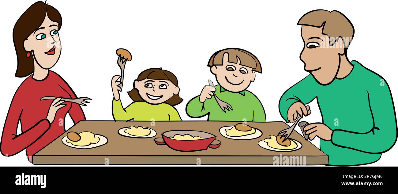 Happy family food dinner Stock Vector Images - Alamy