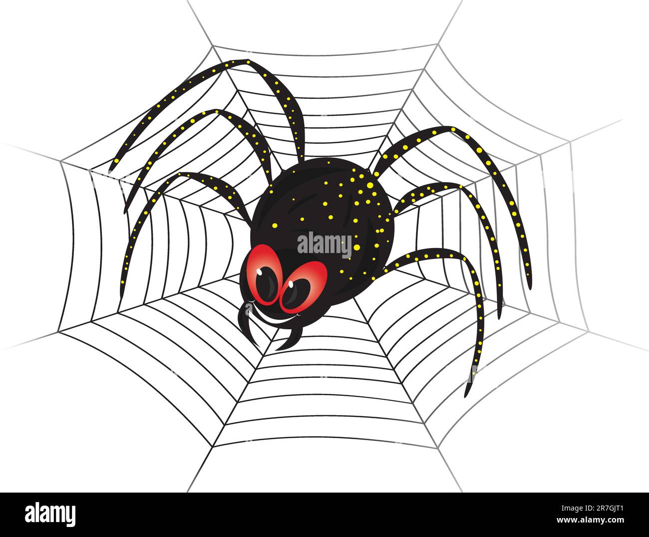 Illustration of cute black widow Spider on web Stock Vector Image & Art ...