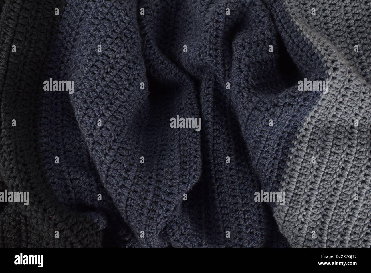 Blue Ombre Yarn Crochet Blanket Stock Photo - Alamy