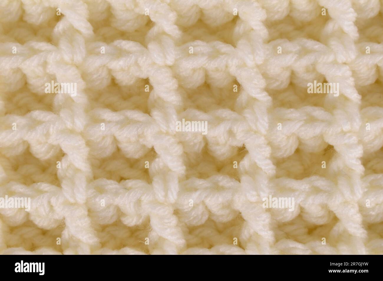 Off White Crochet Blanket Waffle Pattern Close Up Stock Photo - Alamy